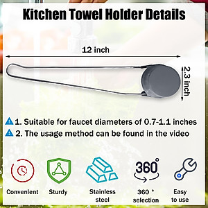 Aogigigio Kitchen Towel Holder for Sink Faucet - Dish Cloth Rack Adjustable Stainless Convenient Rag Hanger