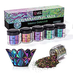 LET'S RESIN Chameleon Flakes, Resin Supplies -Intense Colorshift Pigment Powder for Resin Molds/Tumblers, Chrome Powder Pigment for Christmas Nail Art/Paint/Soap Making