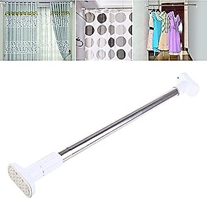 Extendable Telescopic Rods Shower Curtain Poles Clothes Wardrobe Rack Curtain Rods For Windows 66 To 144