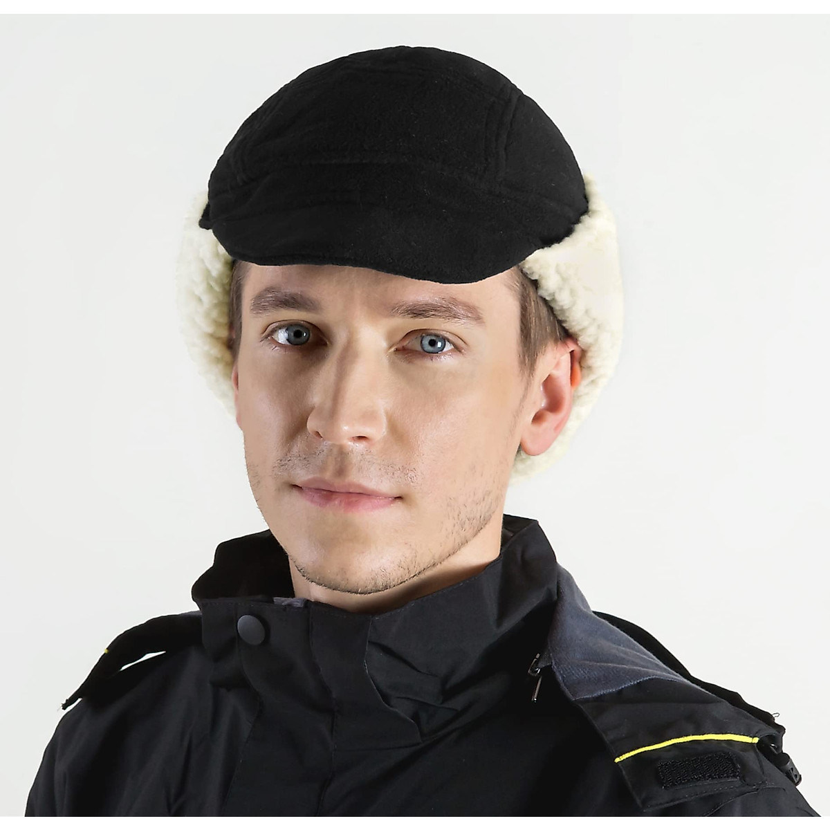 Connectyle Mens Fleece Thermal Skull Cap Warm Winter Beanie with Earflap Outdoor Cycling Sports Hat Black