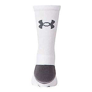 Under Armour Kids' Standard Resistor 3.0 Crew Socks, Multipairs, White/Graphite (6-Pairs), Small