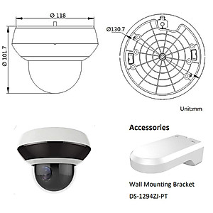 Hikvision 4MP POE Mini PTZ IP Camera DS-2DE2A404IW-DE3,Pan/Tilt/2.8mm~12mm 4X Optical Zoom，Smart IR Night Vision，Audio/Alram Interface， H.265+, Upgrade Version for DS-2DE3304W-DE