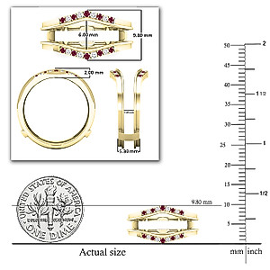 Dazzlingrock Collection Round Ruby & White Diamond Ladies Anniversary Enhancer Guard Wedding Band, 10K Yellow Gold, Size 7