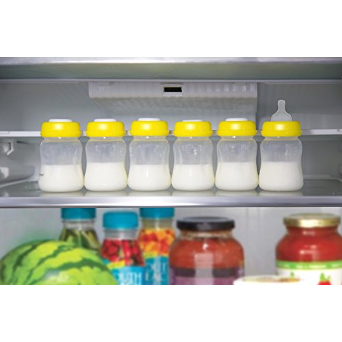 Breastmilk Bottles 6pc Set with Leak Proof Lids by Max Strength Pro, 6.oz 180ml Reusable Wide Neck Bottles Best for Breast Milk Collection & Storage Solution, BPA Free, Fits Spectra & Avent Models