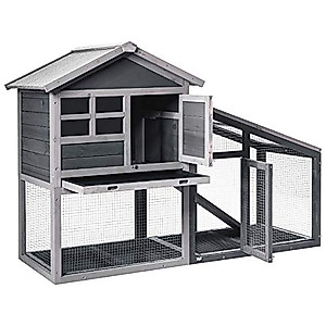 PETSITE Chicken Coop Run, Rabbit Hutch Small Animal Houses & Habitats for Indoor Outdoor Use, Wooden Rabbit Bunny Cage with Pull Out Tray