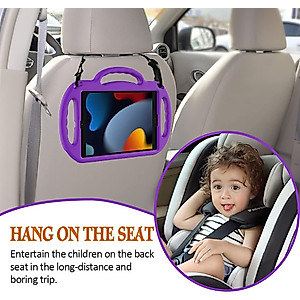 eTopxizu Kids Case for New iPad 10.2 Inch 2021/2020/2019 (9th/8th/7th Gen), Lightweight Shockproof Handle Stand Shoulder Strap Kids Case for 2021/2020/2019 iPad 10.2, iPad Air 3 10.5 2019, Purple