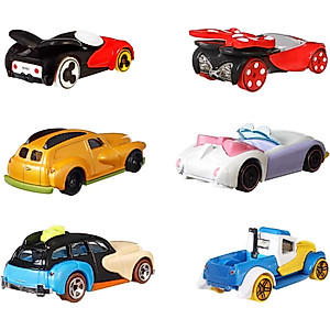Hot Wheels Mattel Disney Toy Cars 6-Pack, Set of 6 Character Vehicles in Collectable Packaging: Mickey, Minnie, Pluto, Daisy, Donald & Goofy