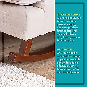 Abbyson Living Thatcher Fabric Rocking Chair - Nursery, Linen Upholstery, Cushioned, Wood Framed Rocker, Beige