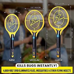 ZAP IT! Bug Zapper - Rechargeable Mosquito, Fly Killer and Bug Zapper Racket - 4,000 Volt - USB Charging, Super-Bright LED Light to Zap in the Dark - Unique 3-Layer Safety Mesh That's Safe to Touch