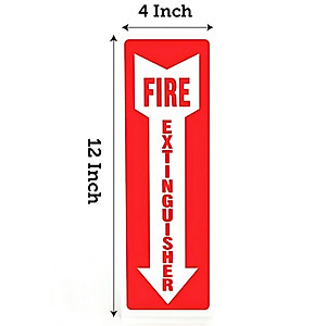 Fire Extinguisher Sign Sticker - 12 Pack - 4" X 12" - 5 Mil Vinyl - Bright Red White Colors - Durable Self Adhesive, Weatherproof, UV Protected - Ideal for Inside Office or Boat