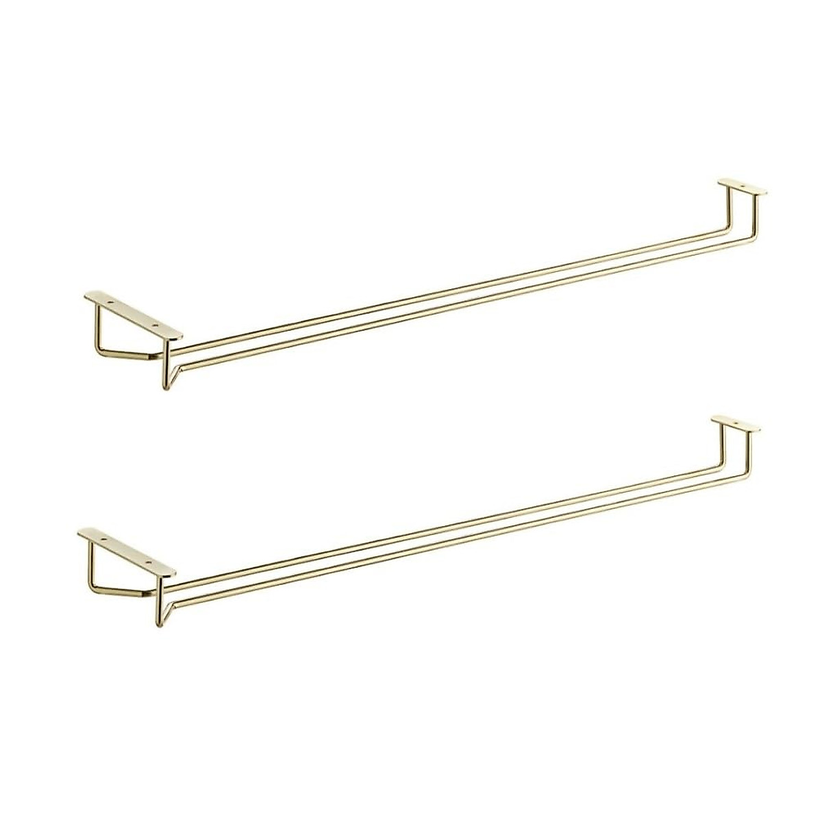 Soro Essentials- Set of 2- Brass Plated 24" Glass Hanger - Wine Glass Hangers Under Shelf Cabinet Stemware Rack Wire Wine Glass Holder Storage Hanger for Cabinet Kitchen Bar