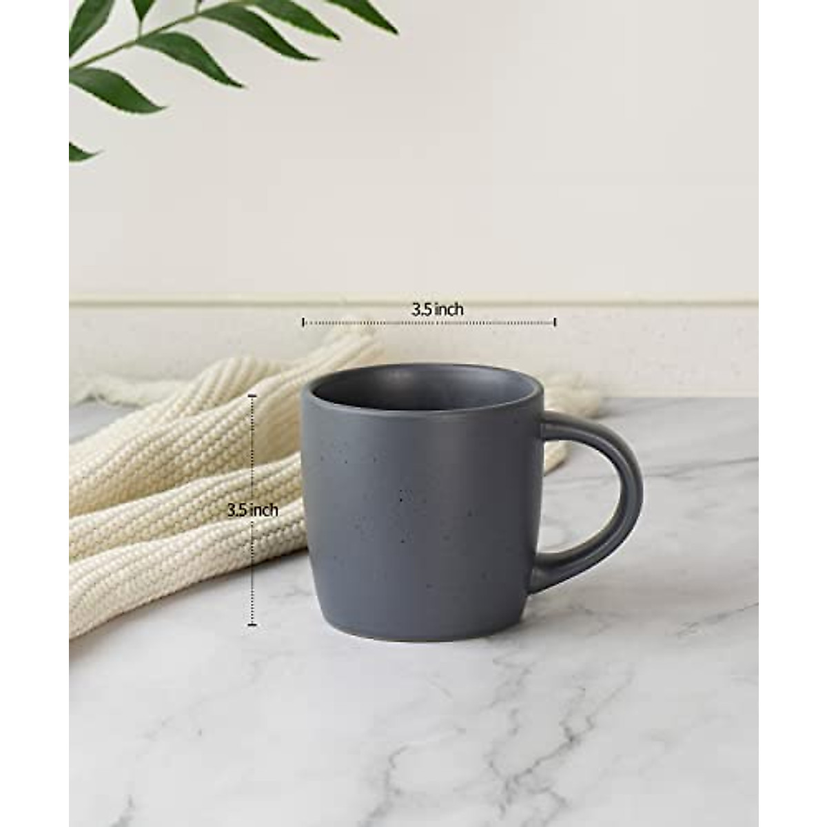 famiware Coffee Mugs Set of 4, 13oz Large Ceramic Coffee Mugs, Craft Spots Modern Coffee Mugs Set with handle for Tea Latte Cappuccino Milk Cocoa, Charcoal…