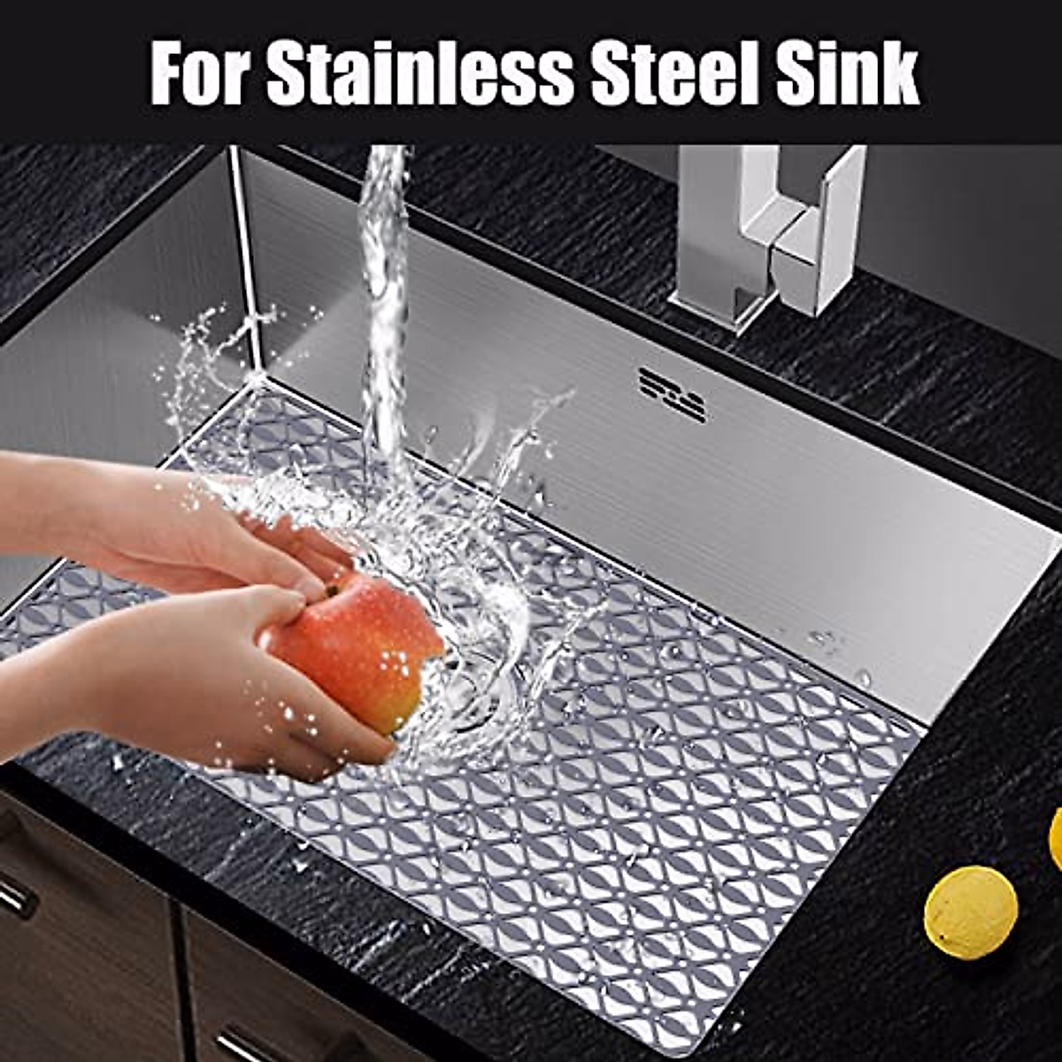 JUSTOGO Sink Protectors for Kitchen Sink, Center Drain Kitchen Sink Protector Grid Accessory 28.3''x 15.6'', Folding Sink Mats Grates for Bottom of Farmhouse Stainless Steel Porcelain Sink (1 PCS)
