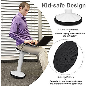 GLACER Wobble Stool, Wiggle Stool for Classroom Seating, 24" Active Learning Stool w/Adjustable Height, Sitting Balance Chair for School, Office Stand Up, Flexible Seating Wobble Chair (White)