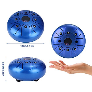 summina 5.5 Inches Mini Steel Tongue Drum 8 Notes C-Key Handpan Drum Steel Pocket Drum Percussion Instrument with Mallets Carry Bag for Meditation Yoga Zazen Musical Education