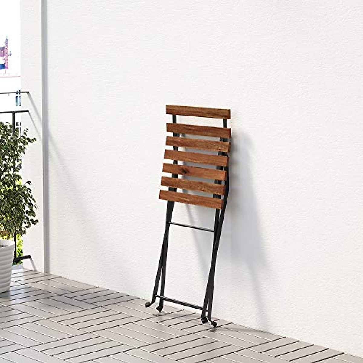 Ikea TÄRNÖ chair, outdoor foldable black/light brown stained Acacia