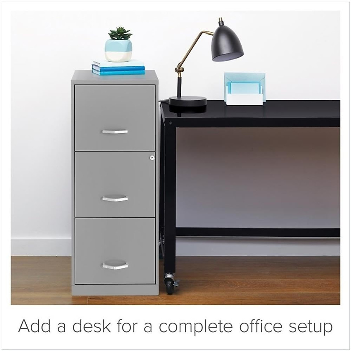 Scranton & Co 3 Drawer Metal Vertical File Cabinet with Lock Arctic Silver