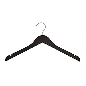 NAHANCO 20214 Flat Wood Top Hanger, 14", Low Gloss Black (Pack of 100)