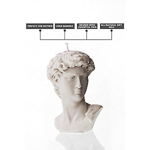 LAWA David Bust Candle - Handmade Scented Soy Wax Candle Elegant Aesthetic Candle Housewarming Gift Home Decor Idea White