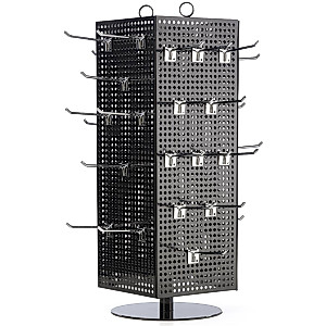 Displays2go Counter Pegboard Spinner Rack, Magnetic, 28 Inch, Black Steel (MD4PCTBK)