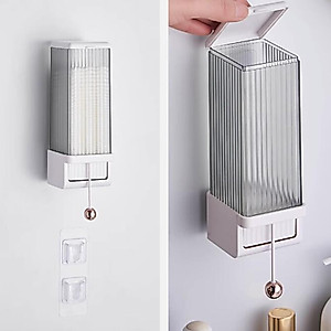 Quincry Automatic cotton pad holder,Press Out Square cotton pad dispenser,Wall Hanging Use and Pick Up, Cosmetic Makeup Cotton Pads Organizer,Closed Design Dustproof Hygiene (White)