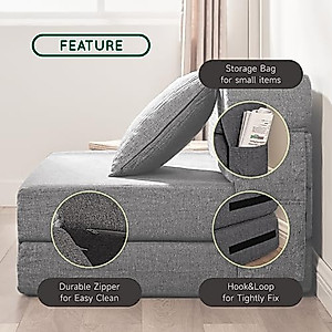 Z-hom Folding Sofa Bed, 6 inch Memory Foam Couch, Convertible Sleeper Chair Floor Mattress Couch, Folding Mattress with Pillow & Washable Cover for Living Room/Bedroom/Guest 76" x 39" x 6"(Dark Grey)