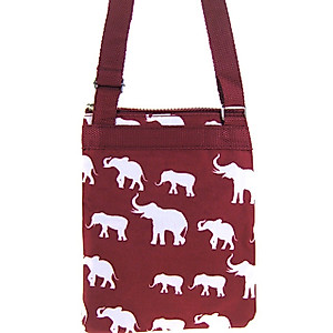 Elephant Print Cross Body Purse Messenger Bag Burgundy Alabama Roll Tide Bama