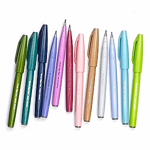 Pentel Brush Sign Pen Pastel colors SES15C - Brush Nib - Fibre Tip