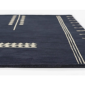 Momeni Simba Wool Hand Tufted Contemporary Indoor Area Rug, Navy, 5' X 8'
