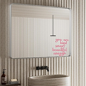 2x Bathroom Decal,Vinyl Mirror Decal,Positive Affirmation Decal,Bedroom Wall Decals,Affirmation Stickers for Mirror, for Kids, for women, Bathroom Decal,Vanity Mirror Decal (pink)