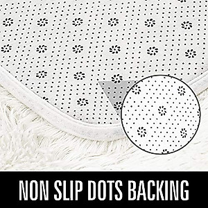 HOMORE Luxury Fluffy Area Rug Modern Shag Rugs for Bedroom Living Room, Super Soft and Comfy Carpet, Cute Carpets for Kids Nursery Girls Home, 4x6 Feet Cream White