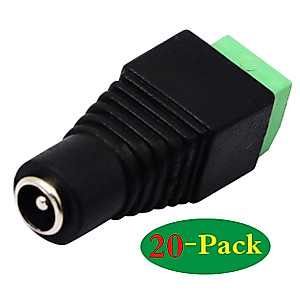 zdyCGTime DC 5.5 X 2.1mm Adapter 2.1 X5.5mm Female Barrel Power Jack to 2 Pin/Way Female Bolt Screw Type terminals Adapter Connector for CCTV Security Camera, LED Strip Light (20pack Female)
