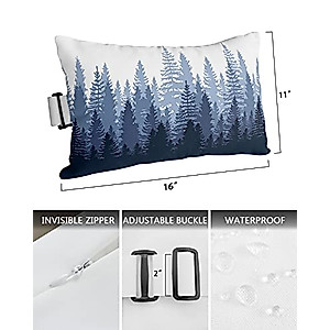Recliner Head Pillow Ledge Loungers Chair Pillows with Insert Forest Tree Silhouette Bluish Violet Abstract Gradient Lumbar Pillow with Adjustable Strap Patio Garden Cushion for Bench Couch, 2 PCS