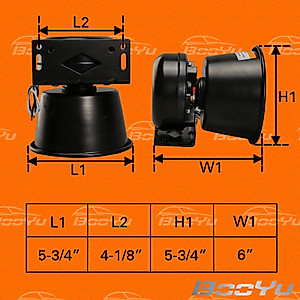 BooYu 200 Watt High-Performance PA Siren Horn Speaker [Black Steel] [8 Ohms] [125-135 dB] [IP66 Waterproof] [Compatible with 100-200 Watt Siren] for Police Car, Ambulance, Fire, Engineer Vehicles