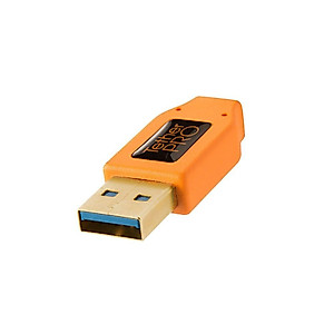 Tether Tools TetherPro USB 3.0 to Micro-B Right Angle Cable | for Fast Transfer and Connection Between Camera and Computer | High Visibility Orange | 15 Feet (4.6 m)