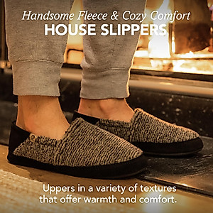 Acorn Mens Moc Slippers, Black Berber, 12-13