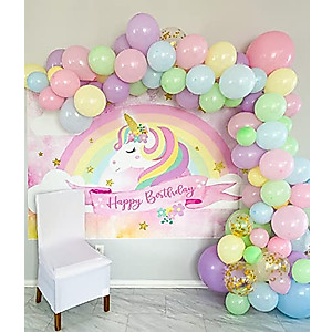 Mocsicka Unicorn Birthday Backdrop Pink Rainbow Cloud Unicorn Photography Background 7x5ft Vinyl Unicorn Theme Birthday Party Backdrops