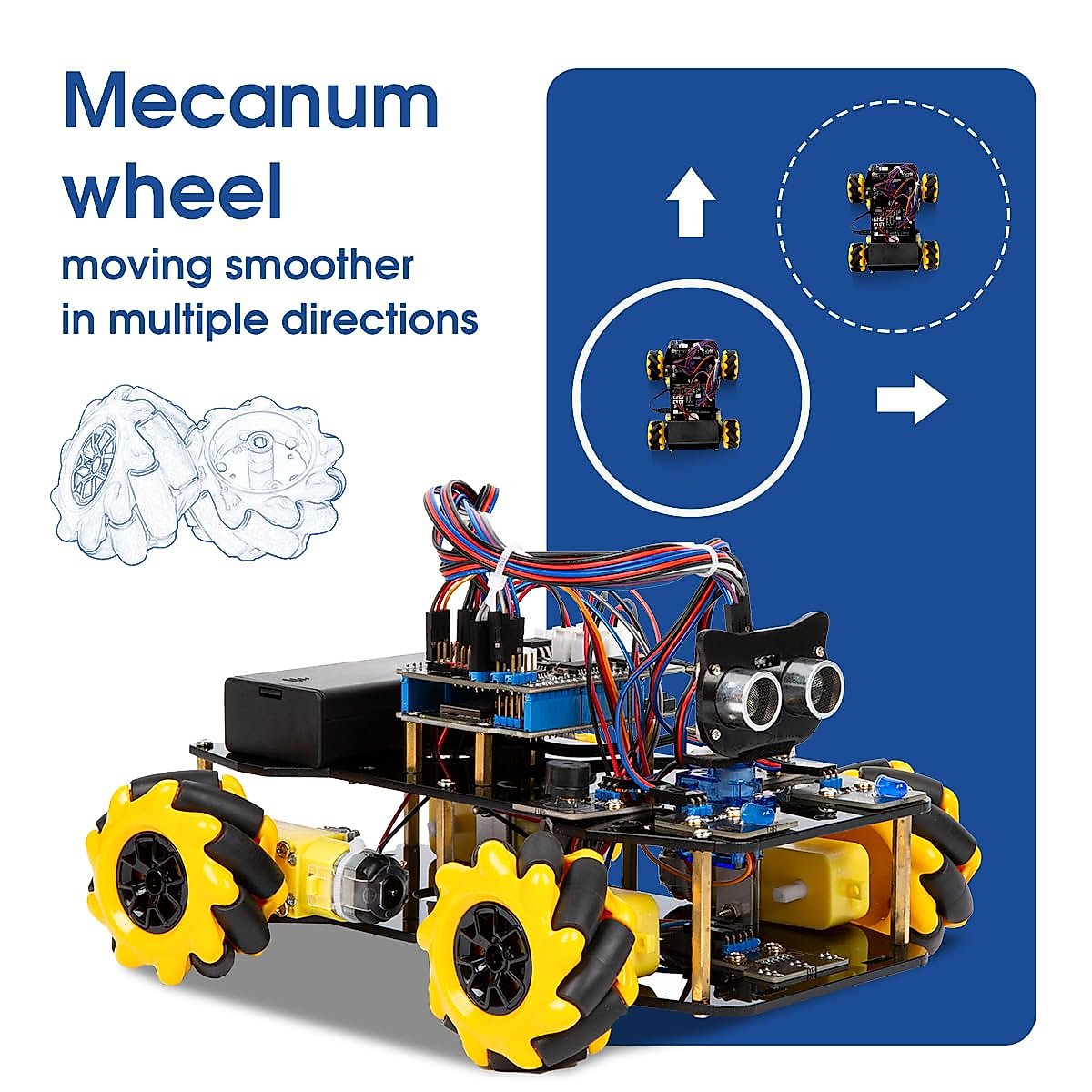 ACEBOTT Smart Robot Car Kit, 4WD Remote Control Car Compatible with Arduino IDE, Electronic Programming Project/STEM Education/Science Coding Kit for Teens and Adults Ages 12+ (V5.0 - Smart Robot Car)