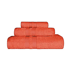 SUPERIOR - 500GSM 6 PC SET TG Superior Egyptian Cotton Towels, Washcloths, Hand, Bath, Tangerine, 6 Piece