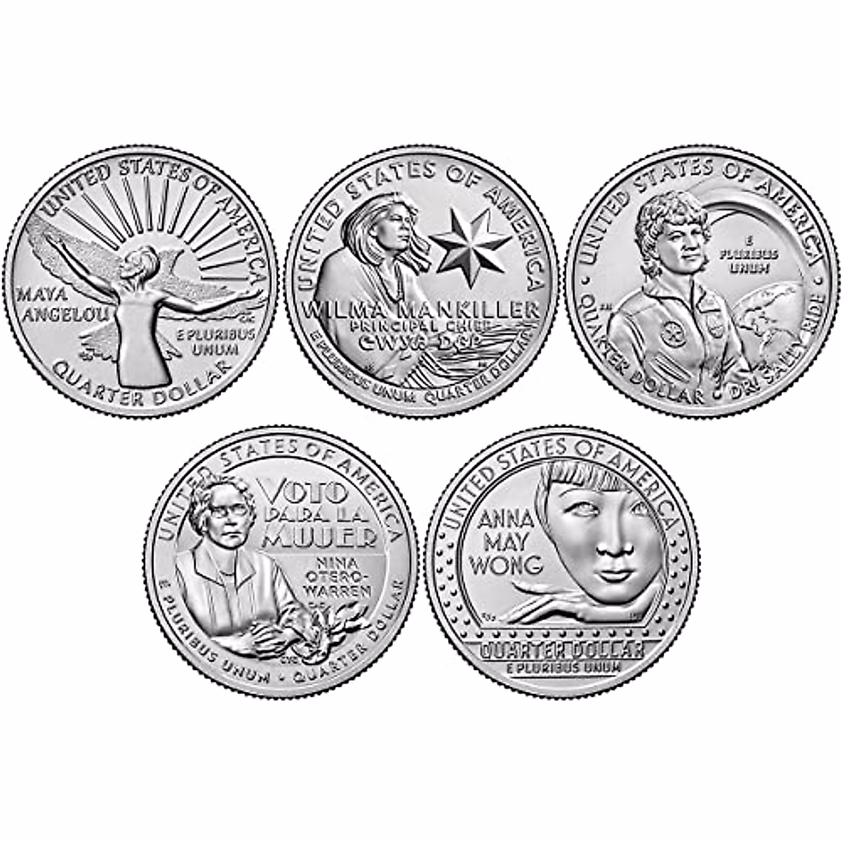 2022 D American Women Quarter 5 Coin Set from Denver Mint Uncirculated