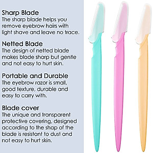 18Pcs Eyebrow Razor Multipurpose Exfoliating Dermaplaning Tool Trimming and Shaving Grooming Eyebrow Face Razor and Eyebrow Shaper for Women 3 Colors
