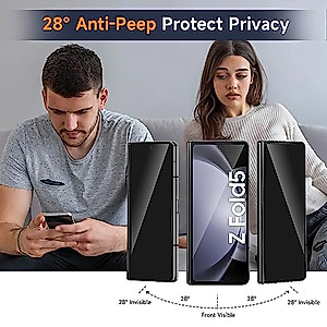 LYWHL [2+2 Pack] Samsung Galaxy Z Fold 5 Privacy Screen Protector + Camera Lens Protector, with Alignment Frame Easy Installation , Anti Spy HD Clear Tempered Glass Protector Film for Galaxy Z Fold 5 5G , Anti Scratch Bubble Free Case Friendly Front Scree
