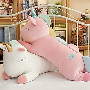 ARELUX 24in Cute Pink Giant Stuffed Unicorn Plush:Soft Animal Hugging Pillow Unicorn Stuffed Animal, Big Body Plushie,Large Unicorn Room Decor Friends Family Member