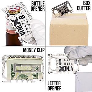 50 in 1 Credit Card Multitool Wallet Multi Tool Money Clip Clips Xtreme Ninja EDC Gerber Leatherman Knives Utility Knife Slim Wallets Minimalist Survival Everyday Carry | BAR NONE Xinja, Stainless