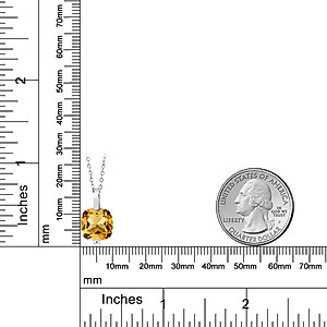 Gem Stone King 925 Sterling Silver 10MM Cushion Cut Gemstone Birthstone Solitaire Pendant Necklace For Women with 18 Inch Silver Chain