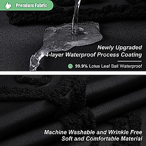 Dynamene Black Fabric Shower Curtain, Boho Farmhouse Textured Tufted Geometric Striped Shower Curtains for Bathroom, Wrinkle Free, Shabby Chic Waterproof Cloth Shower Curtain Set with Hooks, 72x72