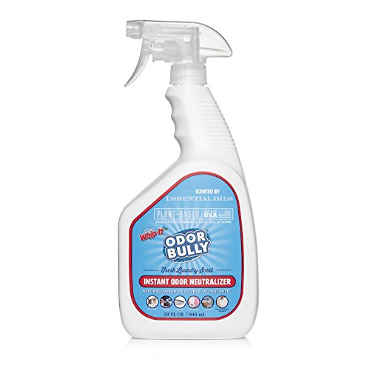 Whip-It Odor Bully Instant Odor Neutralizer Spray - Stain Remover and Odor Eliminator for Home and Car in One - 32oz
