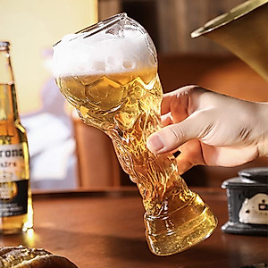 xiadanle World Cup Beer Mug Creative 450ml Beer Cup 15.2oz Borosilicate Glass Goblet Suitable for Football Party Bar Restaurant