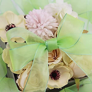 XMRIBBON Apple Green Sheer Organza Ribbon Wired 1-1/2 Inch X 25 Yards for Spring Gift Package Wrapping,Wedding,Party Decoration