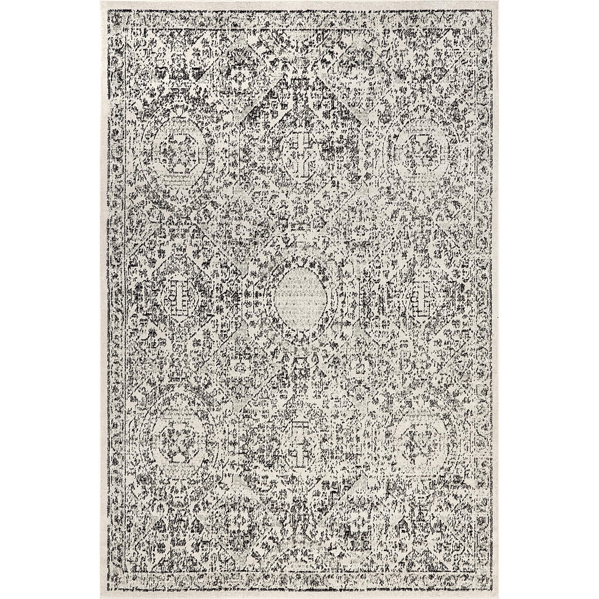 nuLOOM Minta Vintage Transitional Area Rug - 9x12 Area Rug Transitional Grey/Ivory Rugs for Living Room Bedroom Dining Room Kitchen